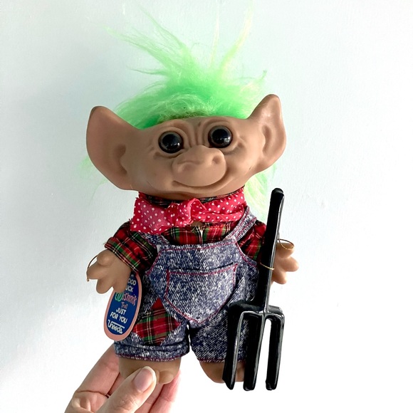 Vintage | Accents | Vintage 8s Uneeda Troll Doll Farmer Country ...